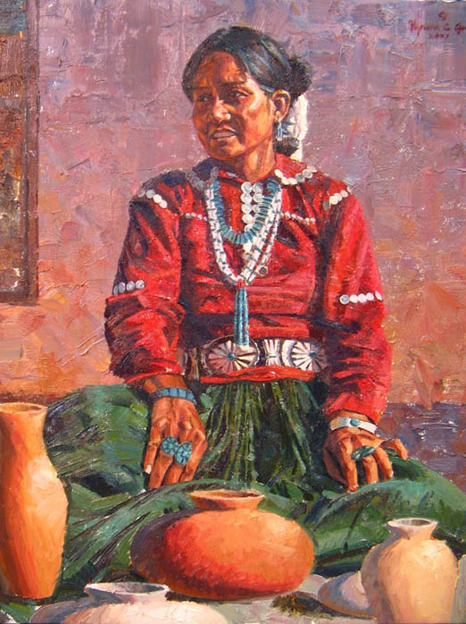 Original Painting by Hyrum Joe (Navajo) - Oil and Canvas: On the Palace ...