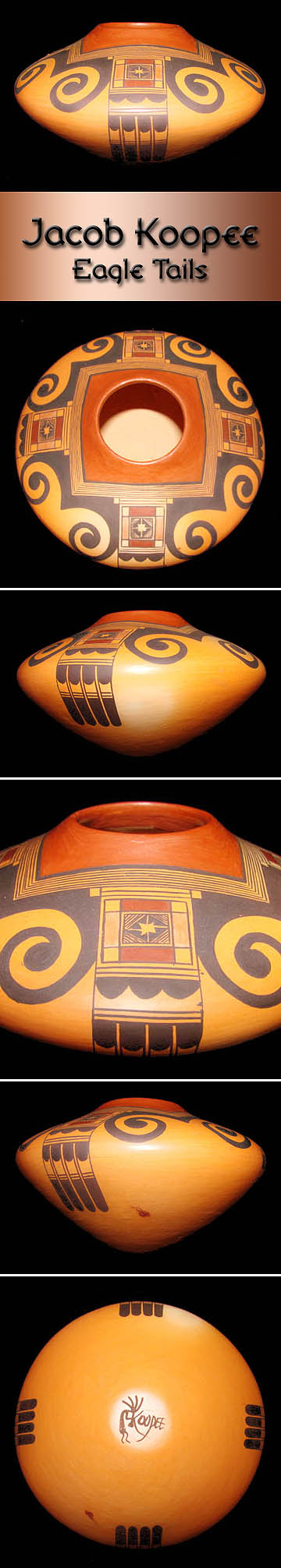 Hopi Pottery by Jacob Koopee - Eagle Tails