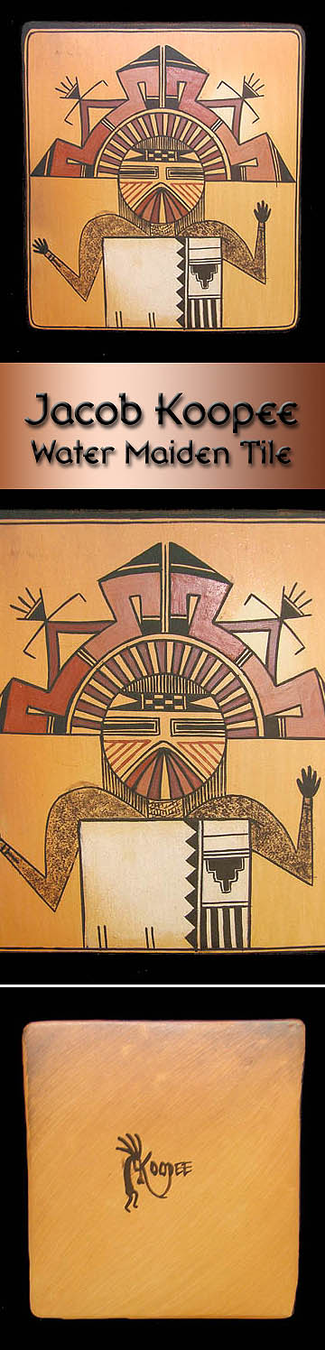 Hopi Pottery by Jacob Koopee - Water Maiden Tile