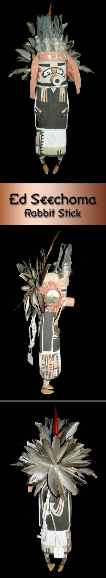 Traditional Hopi Kachina by Ed Seechoma - Rabbit Stick