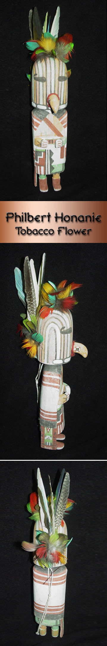 Traditional Hopi Kachina by Philbert Honanie - Tobacco Flower