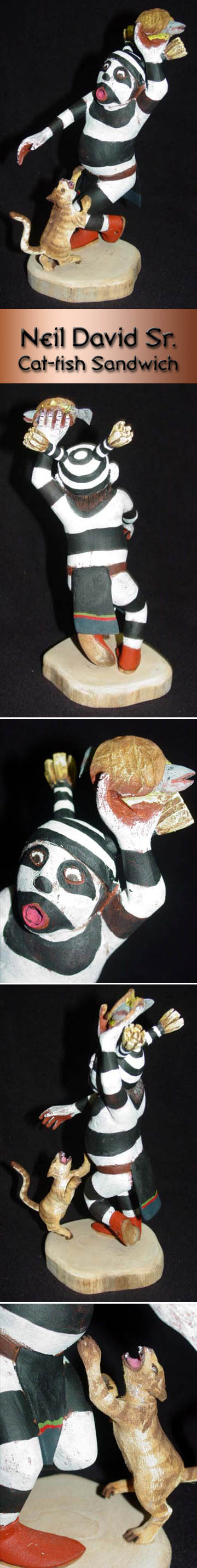 Hopi Kachinas - Neil David Sr. - Koshare Clown: Cat-Fish Sandwich