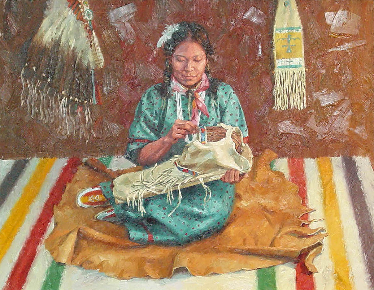 Original Painting by Hyrum Joe (Navajo) - Oil on Canvas: Southern Ute ...